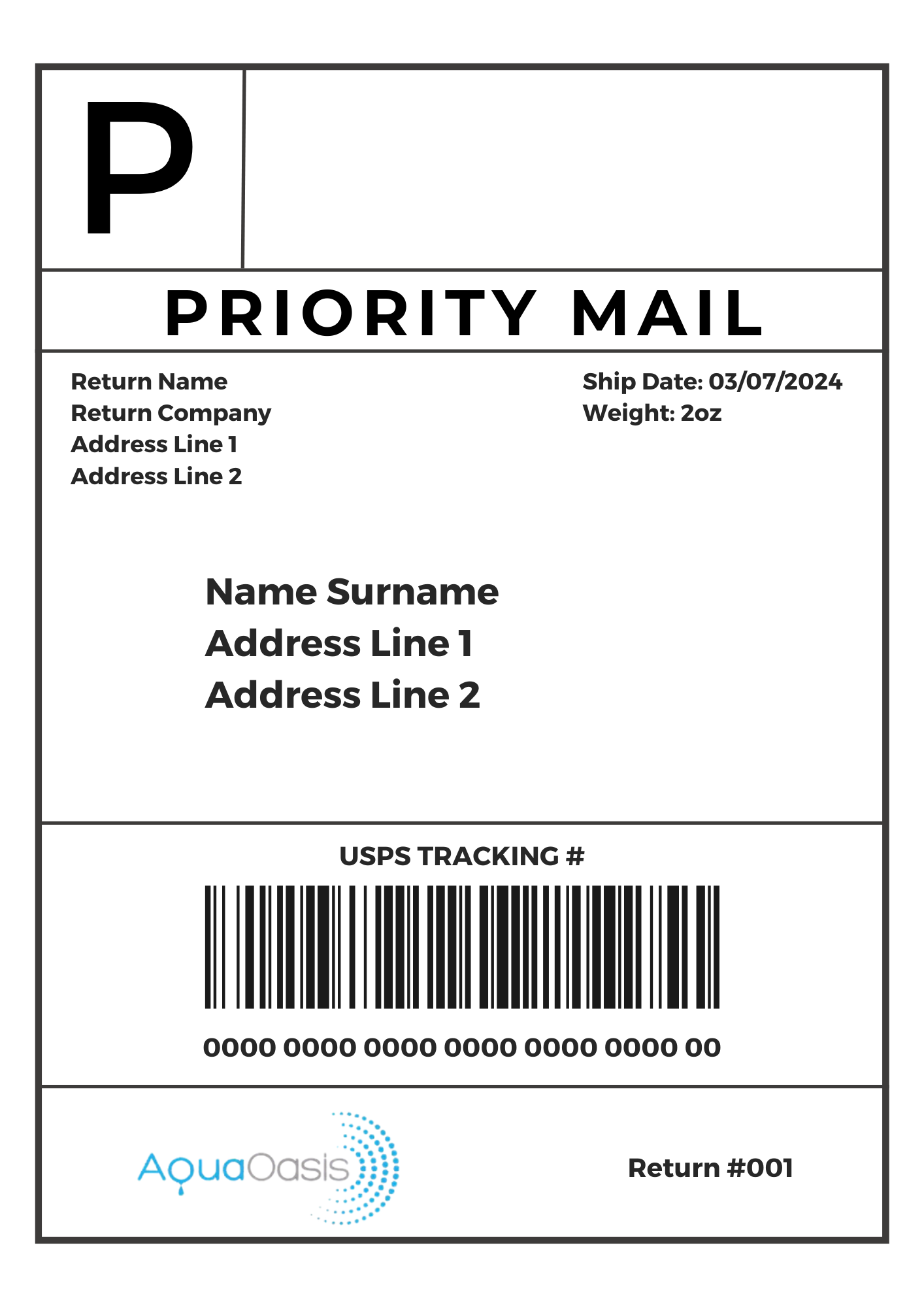 Aqua Oasis Return Shipping Label – Aqua Oasis Humidifier